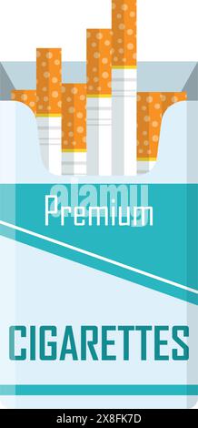 Packet of cigarettes icon in flat style. Smoking vector illustration on ...