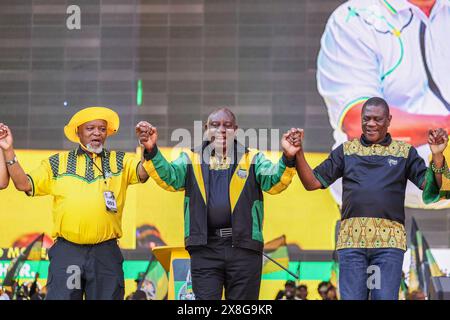 ANC secretary-general Gwede Mantashe, President Cyril Ramaphosa and ANC ...