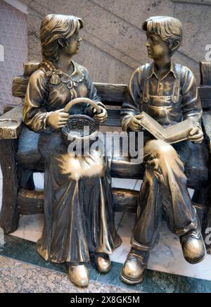 Bronze statue Inside The Trafford Centre , a large indoor shopping ...
