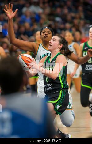 Minnesota Lynx forward Bridget Carleton (6) celebrates after making a 3 ...