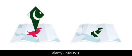 Map of Pakistan with a pinned blue pin. Pinned flag of Pakistan, vector ...