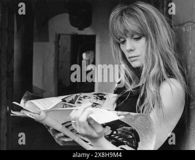 French actress FRANCOISE DORLEAC in a scene from CUL-DE-SAC 1966 ...