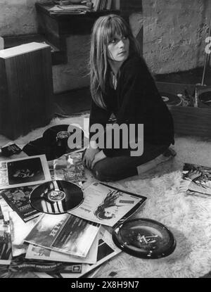 French actress FRANCOISE DORLEAC in a scene from CUL-DE-SAC 1966 ...