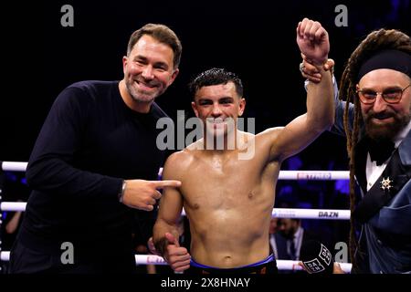 Jack Catterall (centre) celebrates victory with his girlfriend Lauren ...