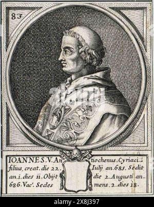 A 16th Century engraving of Pope John III (also known as Pope Johannes ...
