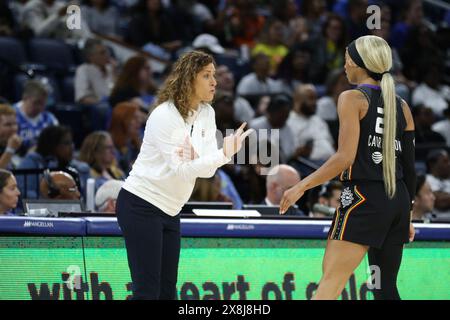Connecticut Sun coach Stephanie White gives instructions to her players ...