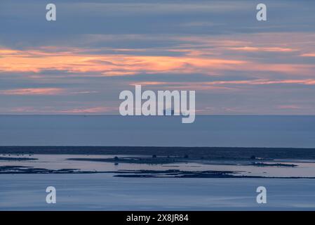 Punta de la Banya and Castor project seen from La Ràpita, on a winter ...
