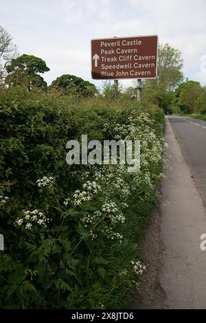 Sign for Speedwell Cavern Castleton Derbyshire in the Peak District ...