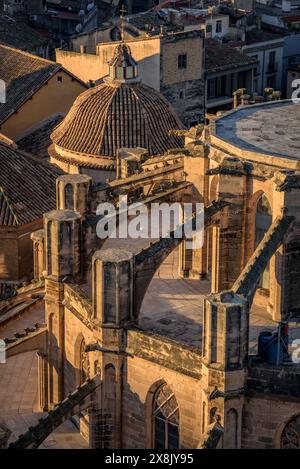Detail of the Tortosa cathedral at sunrise (Tarragona, Catalonia, Spain ...