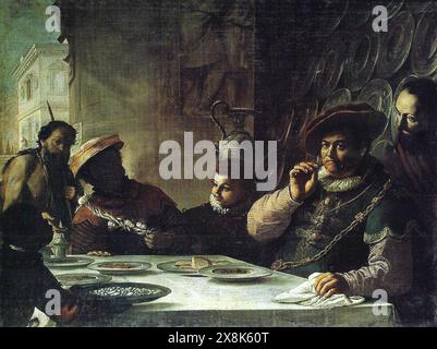 Banquet of a rich glutton. Oil on canvas. 1836. Creator: Josef ...