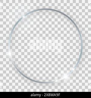 Vector silver shiny vintage round frame isolated on transparent background. Luxury glowing ...