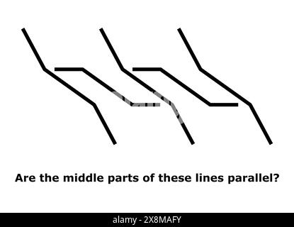 Optical illusion illustration. Parallel lines. Puzzle. Brain teaser ...