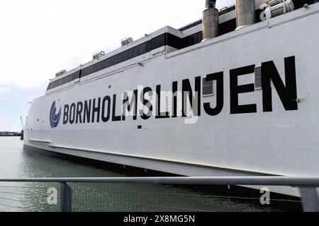 High-speed ferry Bornholmslinjen transports in the port of Ronne ...