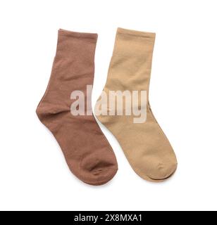 Different basic color socks on white background Stock Photo - Alamy