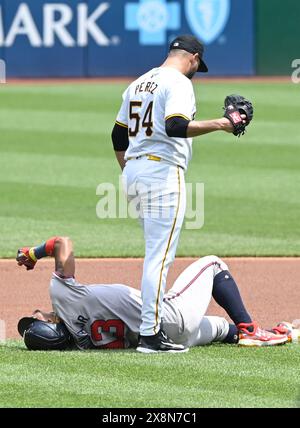 Atlanta Braves pitcher Martín Pérez in action during a baseball game ...
