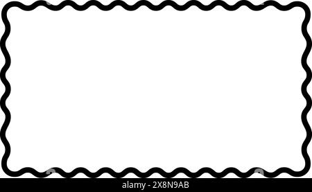 Empty rectangular frame with curvy edges. Rectangle shape with scalloped borders. Picture or ...
