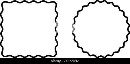 Round and rectangular frames with curvy edges. Circle and square shapes ...