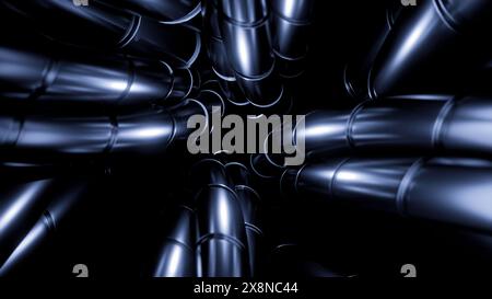 Abstract robotic wires of grey and blue lights. Design. Moving wires of ...