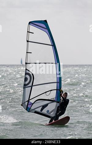 Italy, Sicily Channel, man windsurfing Stock Photo - Alamy