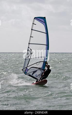 Italy, Sicily Channel, man windsurfing Stock Photo - Alamy