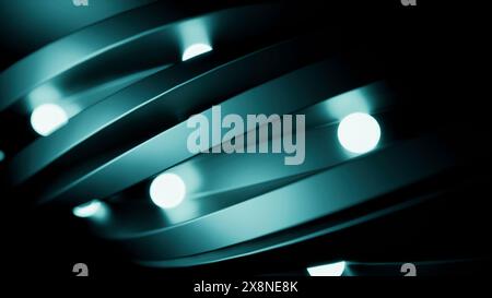 Abstract rolling light balls along 3d figure with narrow tracks. Design ...