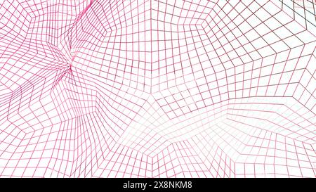 Abstract texture with curving 3d grid. Design. Cyber mesh with moving ...