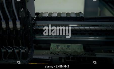 Production line with computer processors on electronics factory ...