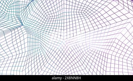 Abstract texture with curving 3d grid. Design. Cyber mesh with moving ...
