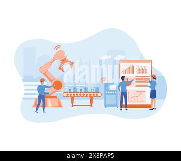 Global industrial factory technology process with ecology concept. Flat ...