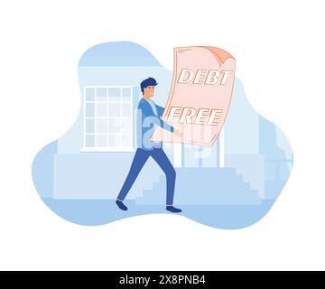 Debt Free. Debt free letter. Businessman no debt. Debt Free set flat ...