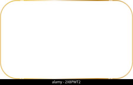 Gold rectangular frame with rounded corners. Vector outline thin aesthetic border for ...