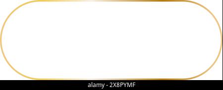 Gold rectangular frame with rounded corners. Vector outline aesthetic border for invitations ...