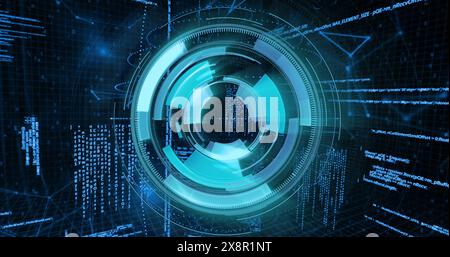 Image of radar spinning over binary codes and programming language ...