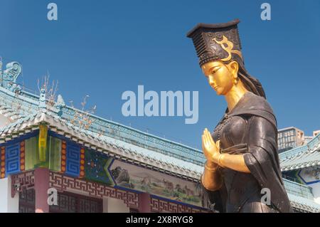 the goddess of the sea, Tian Hou, at the Chiwan Tian hou temple in ...