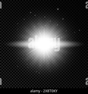 Light effect of lens flares. White glowing lights starburst effects with sparkles on a ...