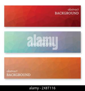 Set of three multi colored banners in low poly art style. Background ...