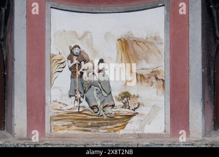 Chinese travelers mural at the chi wan tian hou temple in shenzhen ...