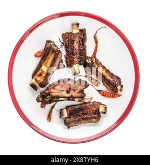 Grilled pork ribs isolated on white background Stock Photo - Alamy