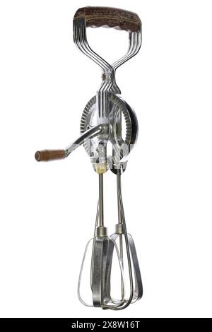 vintage rotary whisk isolated on white background Stock Photo - Alamy