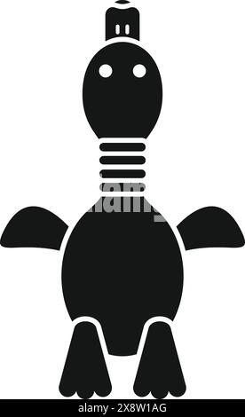 Cute cartoon robot turtle illustration in black and white vector design ...