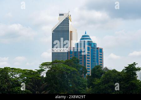 Aerial view KLCC tower with background of skyscraper tower Stock Photo ...