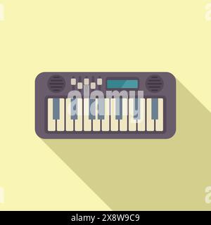 Vector graphic depicting a modern synthesizer keyboard in a simple ...