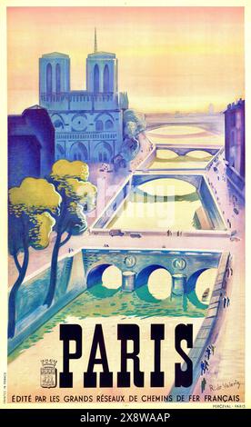 VINTAGE PARIS POSTER French vintage travel art deco poster print from ...