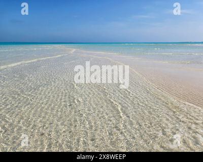 Sandbar and clear shallow water of Treasure Cay, Abaco, Bahamas on ...