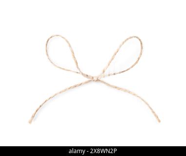Linen rope string with bow isolated on white, top view Stock Photo - Alamy