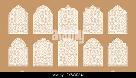 Set of ornamental islamic arabesque windows. Arabic traditional ...