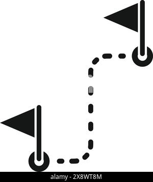 Route icon. Two points with dotted path and location pin. Route ...