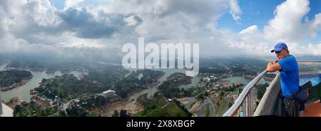The view of Guatape lake known as El Penol or La Piedra from Guatape ...