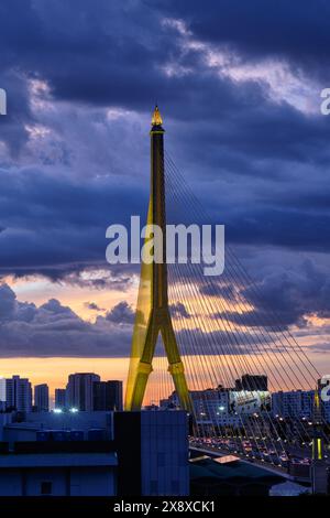 Rama VIII Bridge, Suspension bridge in Bangkok, Thailand Stock Photo ...