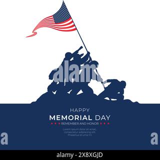 American Soldiers lifting united states America flag Stock Vector Image ...